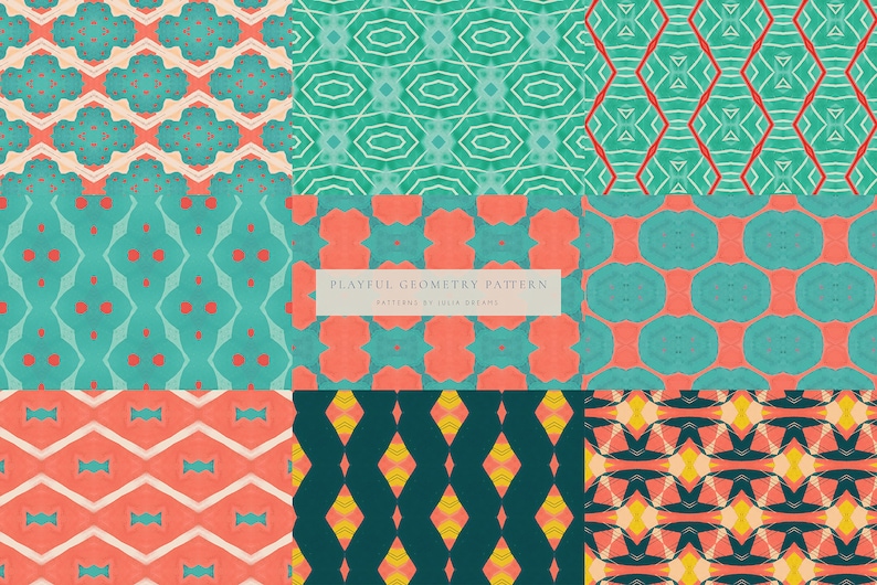 Playful Geometry Digital Paper Scrapbook Papers Seamless | Etsy