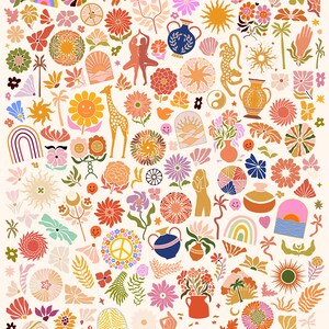 Groovy Posters Patterns Bundle - Boho 70s Logo Digital Clipart ...