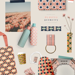 Playful Geometry Digital Paper - Scrapbook Papers - Seamless Patterns ...