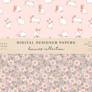 Cute Bunnies Digital Papers - Commercial Use - Scrapbook Paper ...