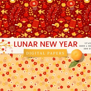 Lunar New Year Chinese Digital Papers - Commercial Use - Scrapbook ...