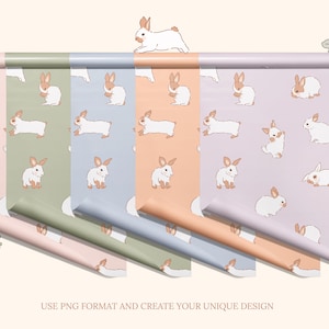 Cute Bunnies Digital Papers - Commercial Use - Scrapbook Paper ...