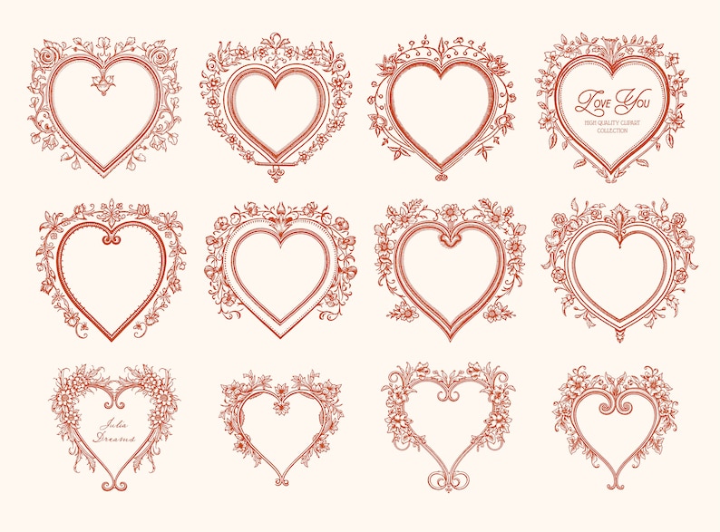 Heart Baroque Frames Clipart - Antique Rococo Vintage Clip Art - Vector ...