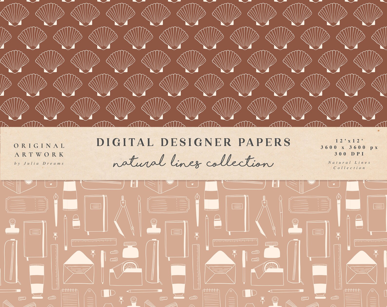 Digital Papers Natural Lines Scrapbook Paper Seamless - Etsy
