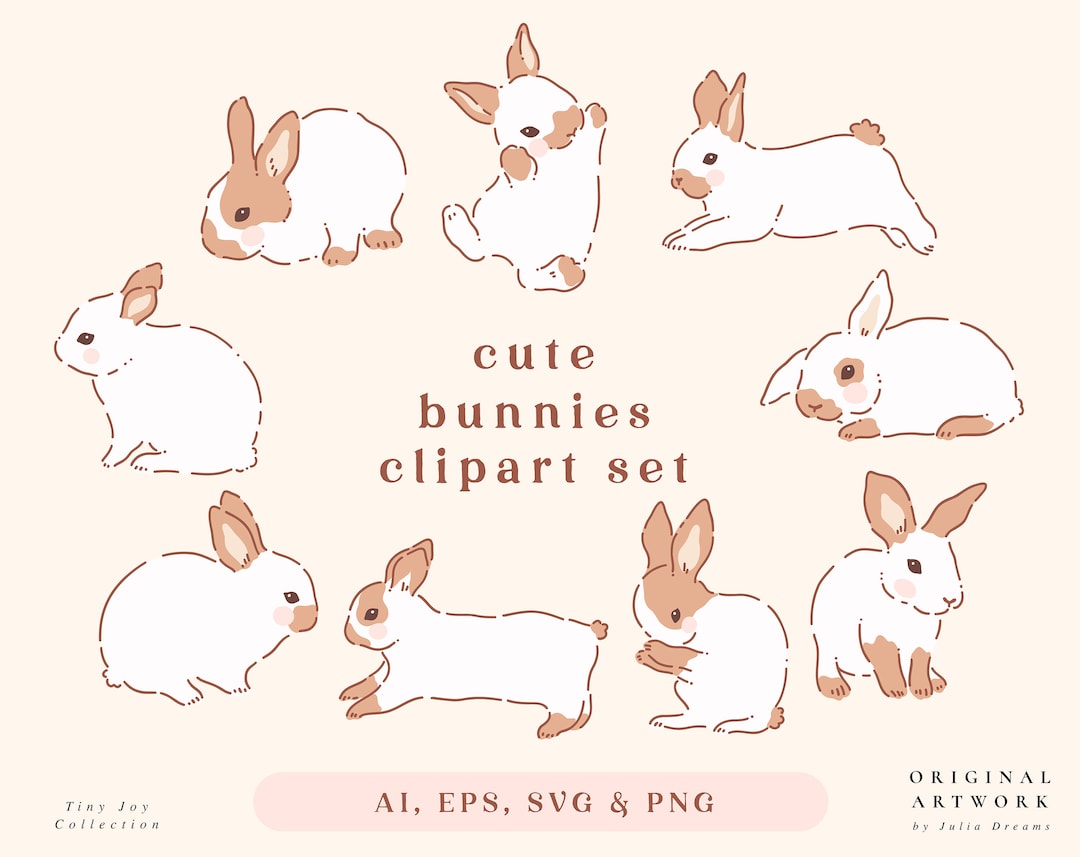 Cute Bunnies Clipart - Individual PNG Files - Logo Elements - Wedding ...