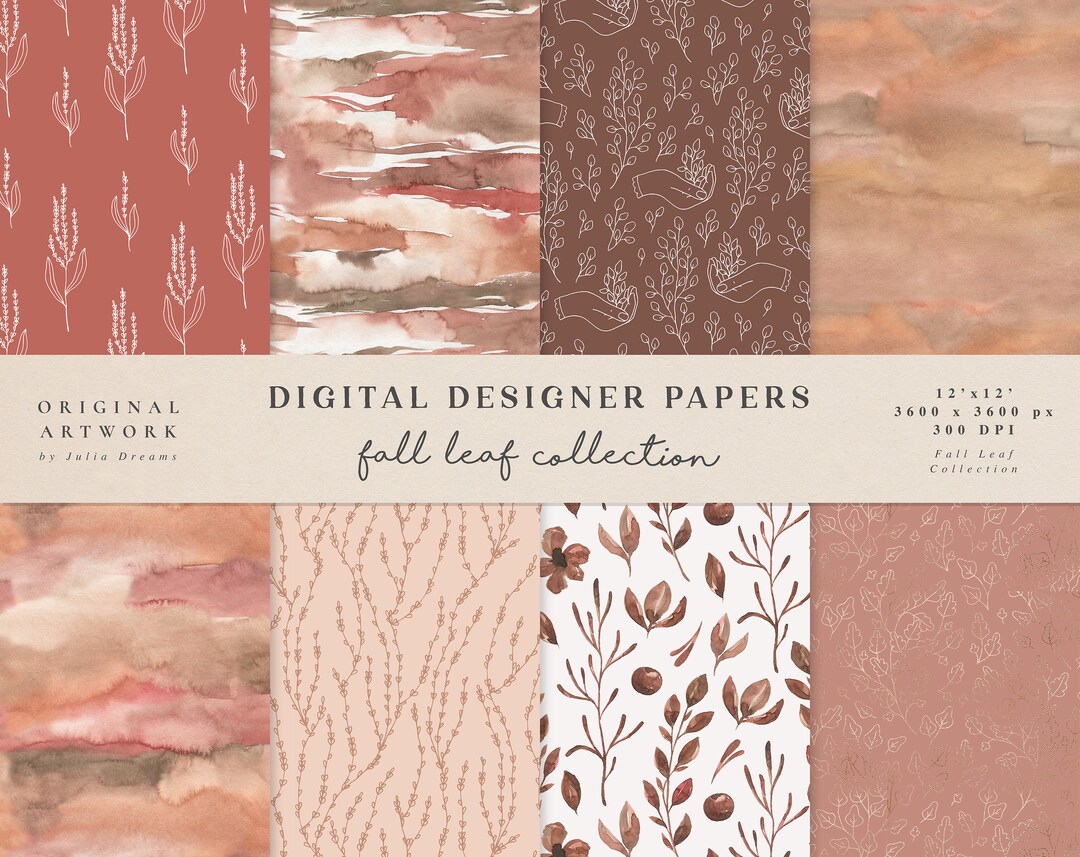Fall Leaf Digital Paper - Scrapbook Papers - Seamless Patterns ...