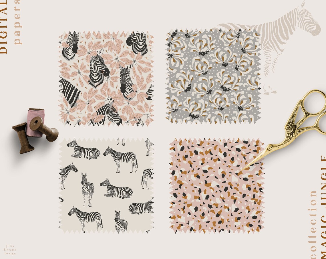 Zebra Digital Clipart Individual PNG Files Logo Elements | Etsy