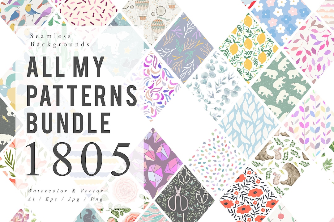 Digital Paper Bundle - Seamless Patterns - Printable Scrapbook ...