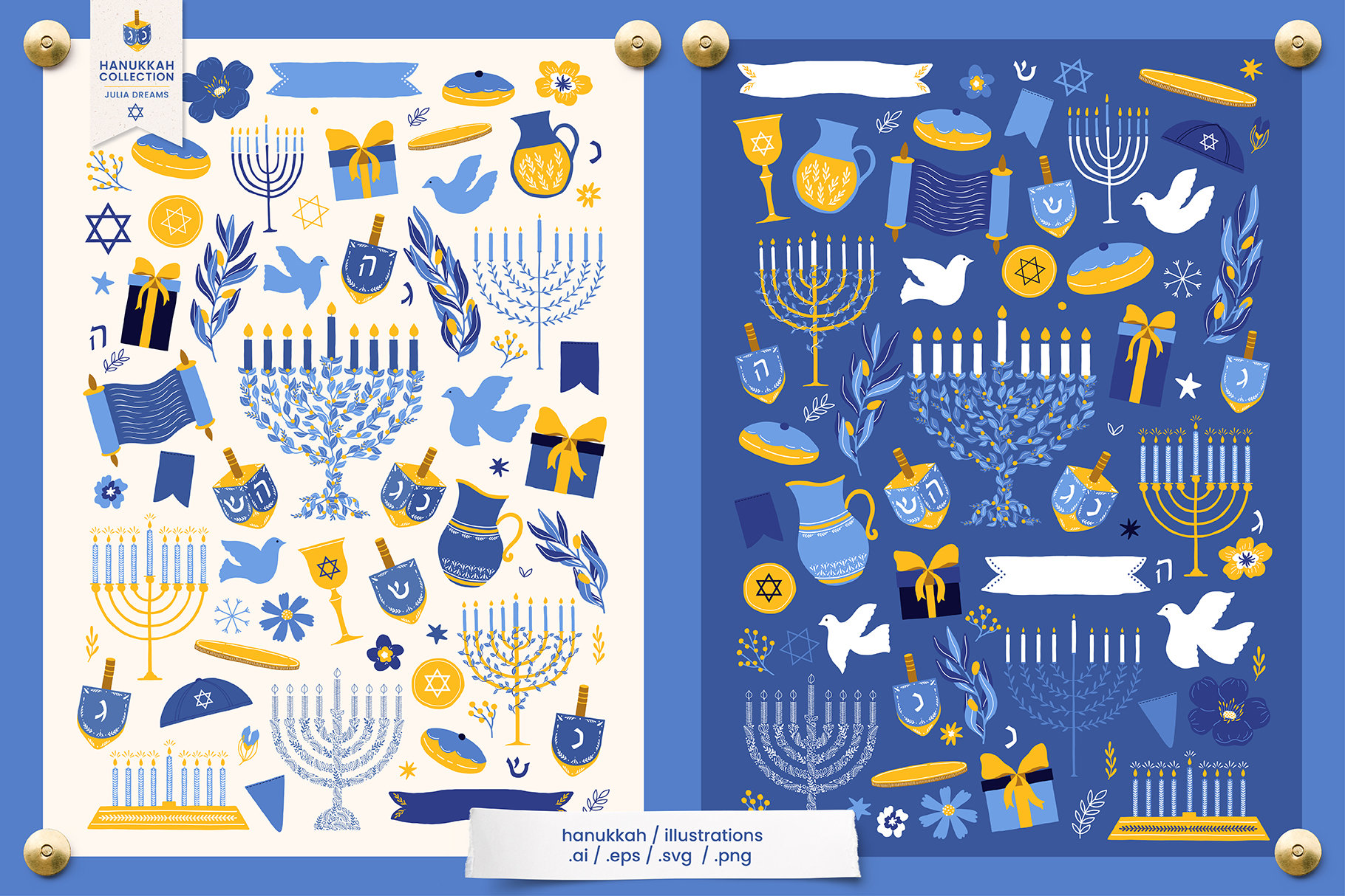 Hanukkah Clipart Digital Download Digital Papers Instant - Etsy