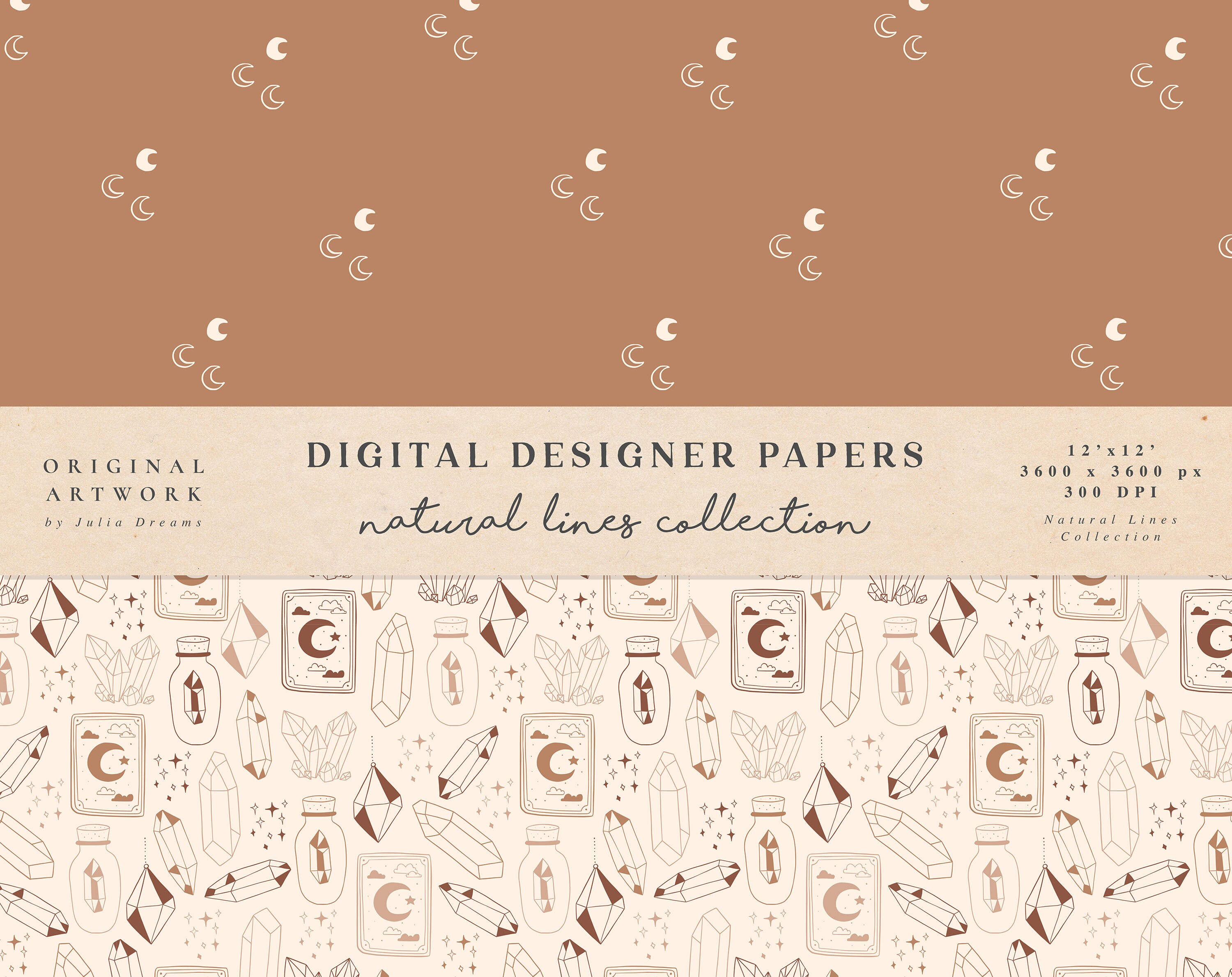 Digital Papers Natural Lines - Scrapbook Paper - Seamless Patterns ...