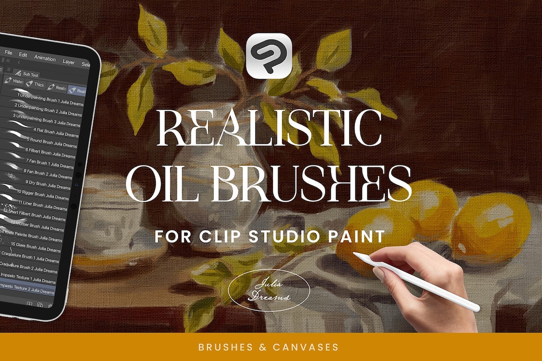 Realistic Oil Brushes for Clip Studio Paint - Painting Kit for Procreate - CSP Brushes - Oil ...