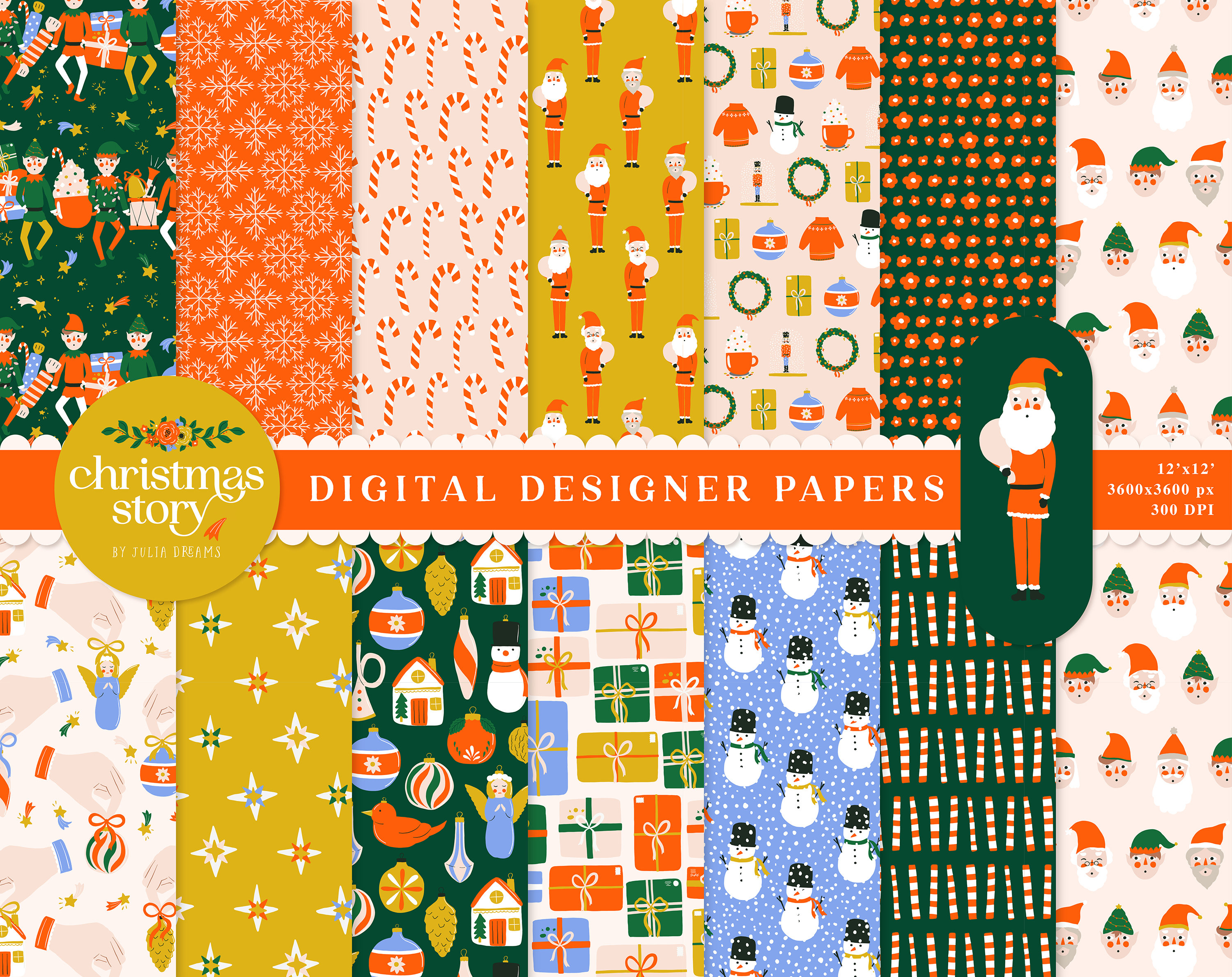 Christmas Story Digital Paper Set 2 Santa Scrapbook Paper - Etsy