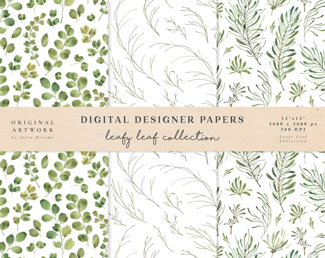 Leaf Digital Paper - Scrapbook Papers - Seamless Patterns - Digital ...