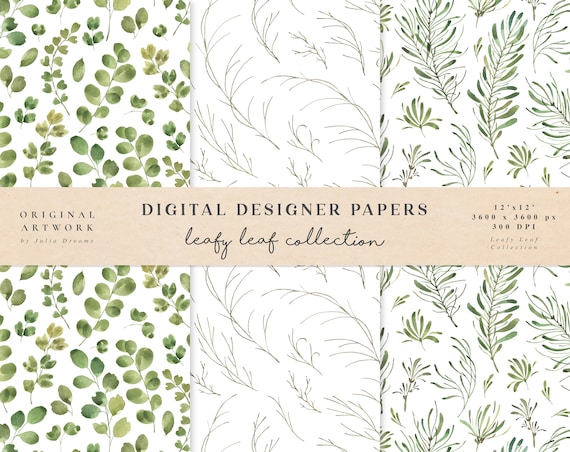 Leaf Digital Paper Scrapbook Papers Seamless Patterns - Etsy