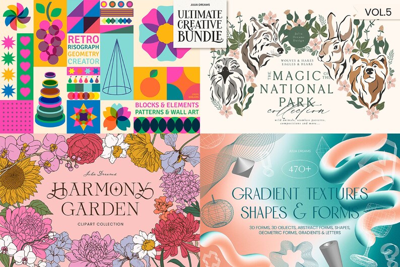 Ultimate Creative Bundle - Digital Watercolor Clipart - Graphic Bundle ...