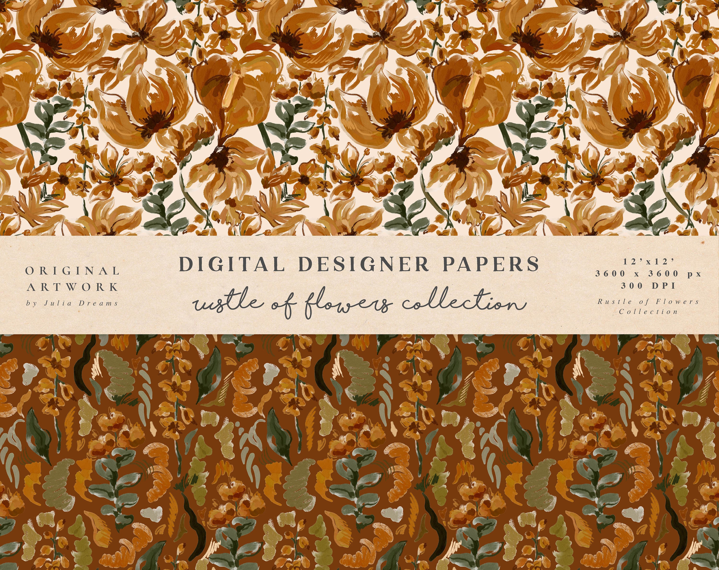 Rustle of Flowers Digital Papers Scrapbook Papers Seamless - Etsy