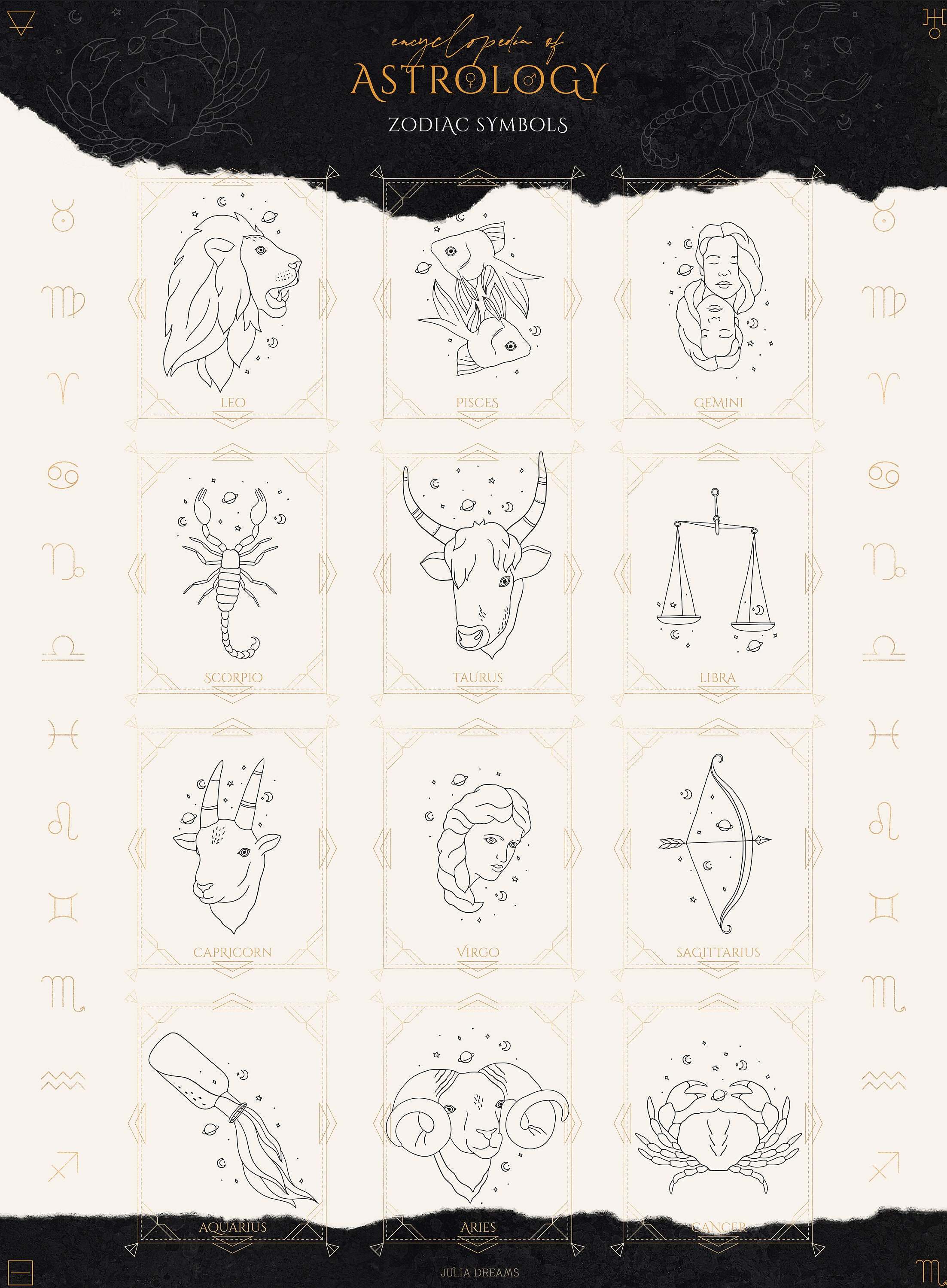 Zodiac Symbols Clipart Set - Zodiac Signs - Celestial Galaxy Clip Art ...