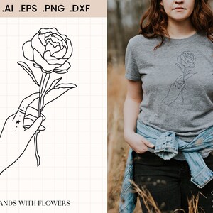 Hand Holding Flowers SVG - Floral Hand Svg Bundle - Svg Files for ...