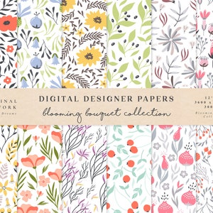 Blooming Bouquet Digital Paper Set - Scrapbook Paper - Seamless ...