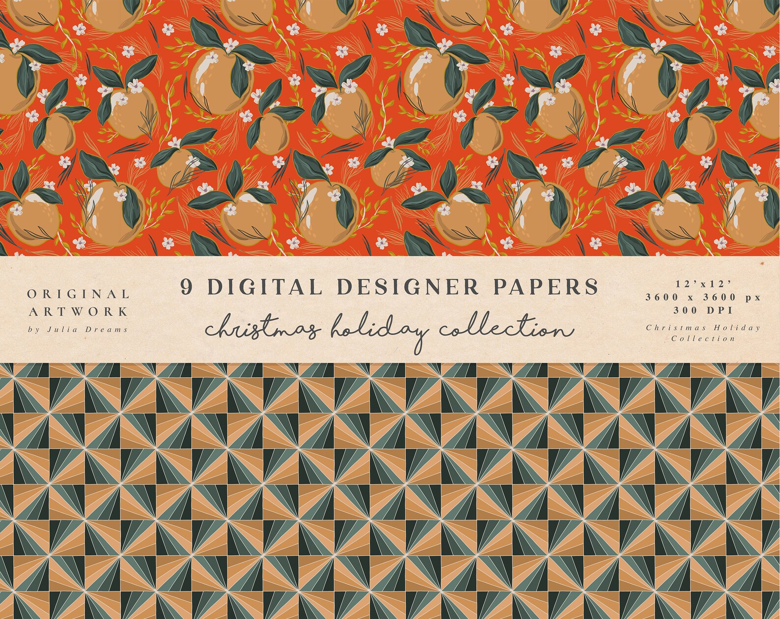 Christmas Holiday Digital Paper Set Scrapbook Paper | Etsy