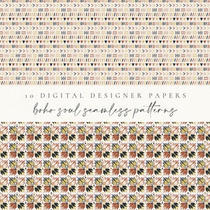 Boho Soul Digital Paper Set - Scrapbook Paper - Seamless Patterns ...
