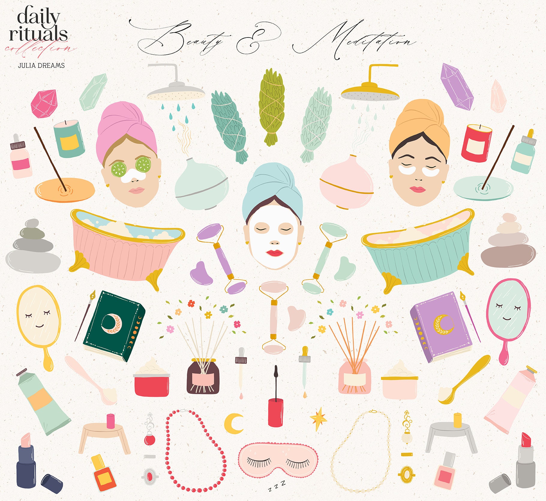 Daily Rituals Digital Clipart Collection Individual PNG | Etsy