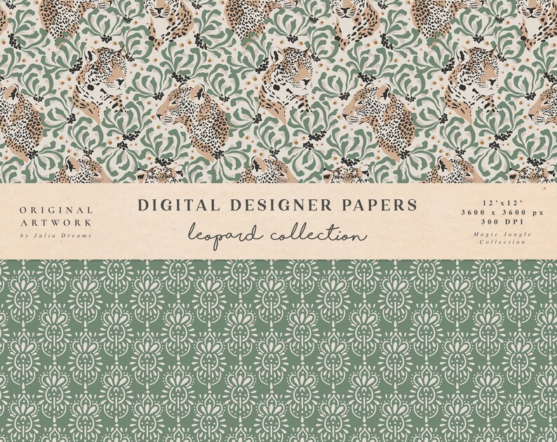 Leopard Digital Papers Commercial Use Scrapbook Paper - Etsy