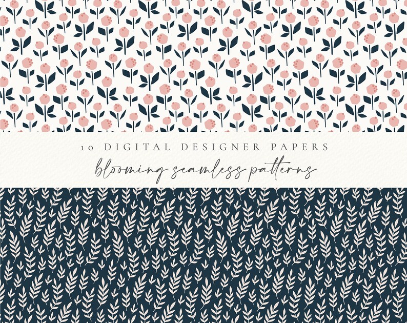 Digital Paper - Blooming Scrapbook Paper - Seamless Patterns - Digital ...