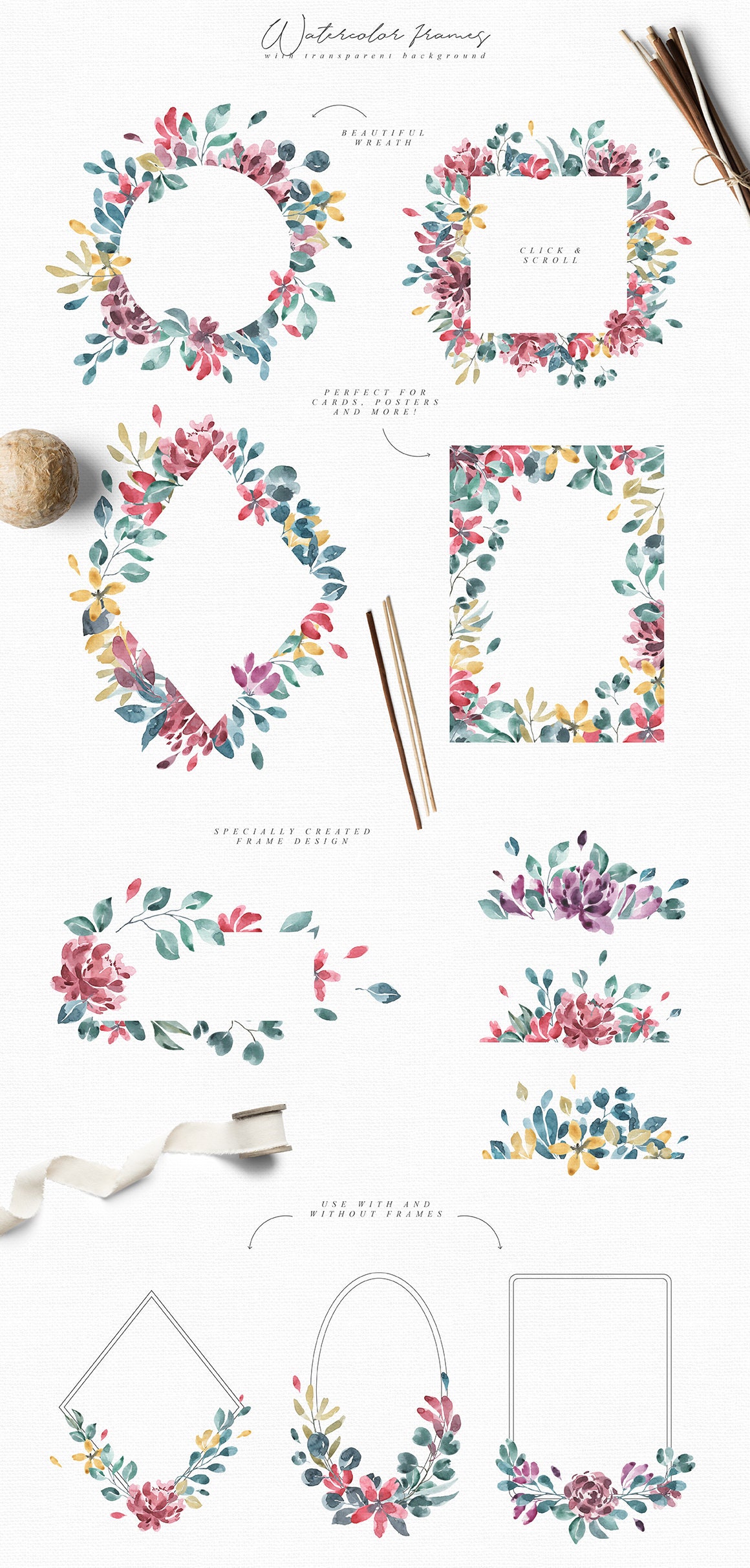 Blossoms Collection Watercolor Digital Clipart Individual - Etsy