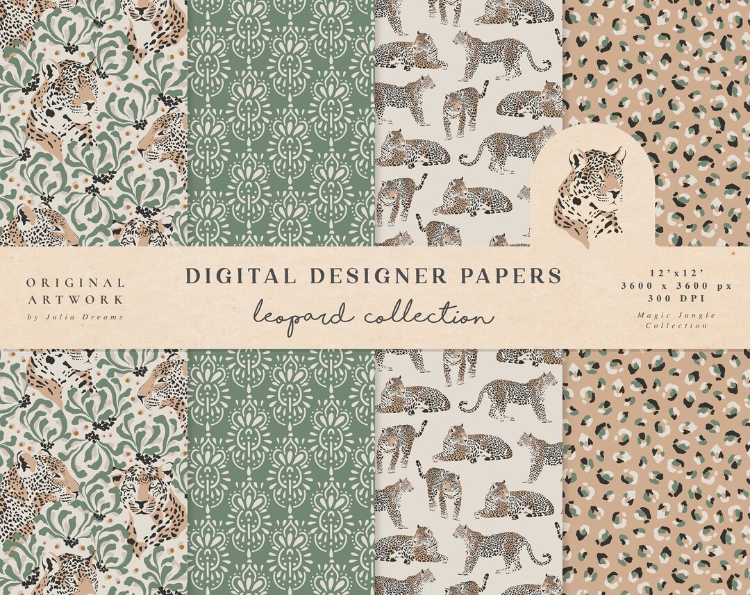 Leopard Digital Papers - Commercial Use - Scrapbook Paper - Seamless ...