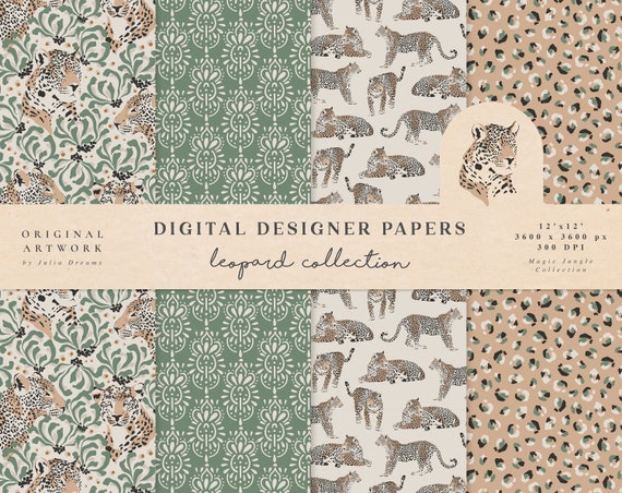 Leopard Digital Papers Commercial Use Scrapbook Paper - Etsy