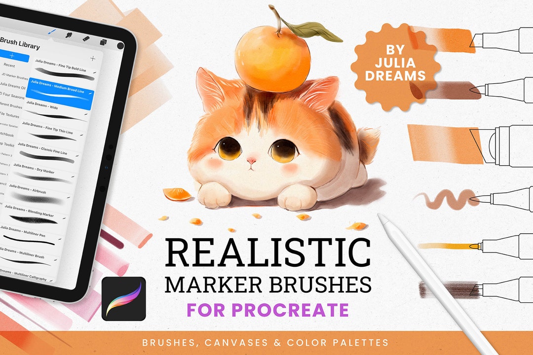 Realistic Marker Procreate Brushes - Painting Kit for Procreate iPad Brush - Coloring Brushes ...