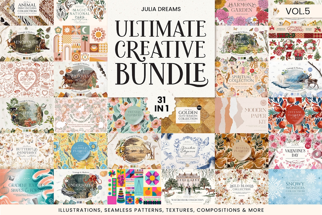 Ultimate Creative Bundle - Digital Watercolor Clipart - Graphic Bundle ...