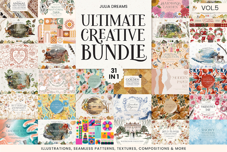 Ultimate Creative Bundle - Digital Watercolor Clipart - Graphic Bundle ...