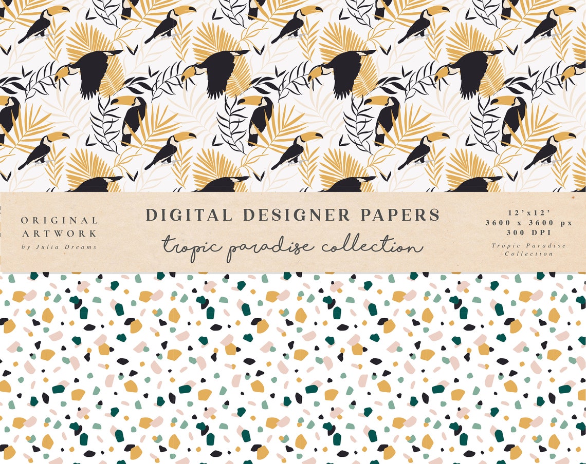 Tropic Paradise Digital Paper Scrapbook Paper Seamless - Etsy