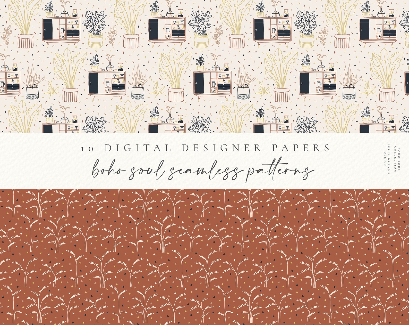 Boho Soul Digital Paper Set - Scrapbook Paper - Seamless Patterns ...
