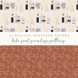 Boho Soul Digital Paper Set - Scrapbook Paper - Seamless Patterns ...