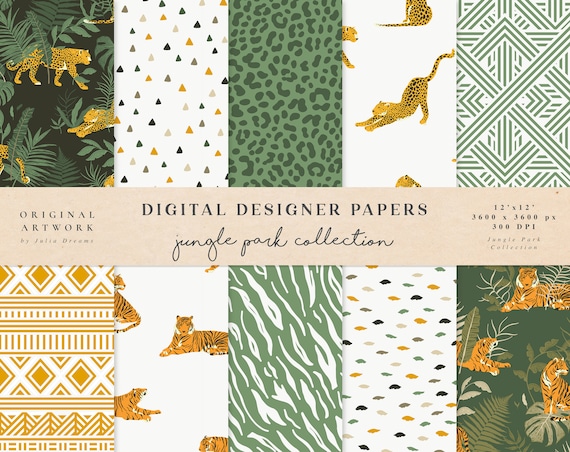 Jungle Digital Paper Scrapbook Paper Seamless Patterns - Etsy