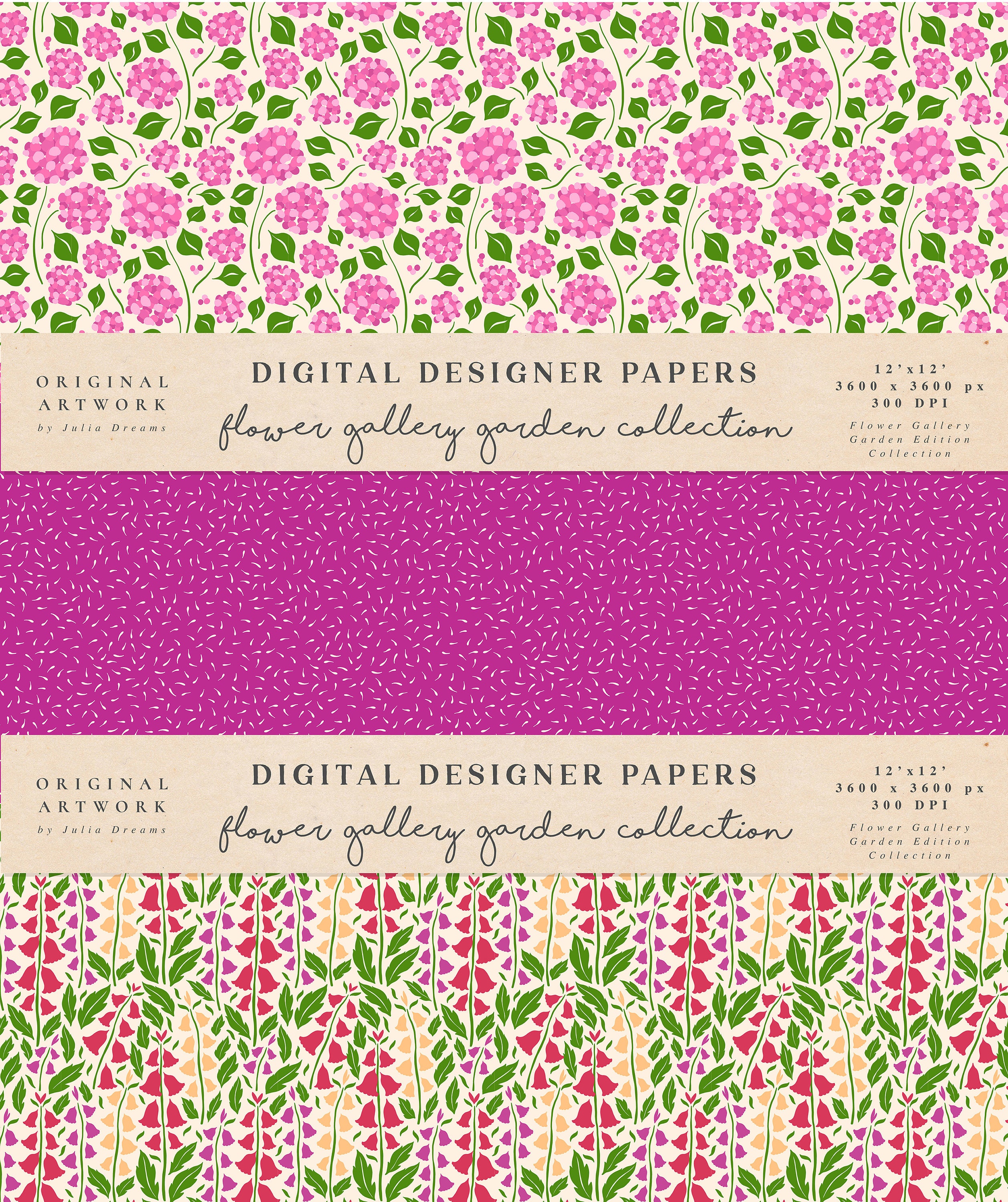 Flower Gallery Garden Digital Papers Part 1 Scrapbook | Etsy