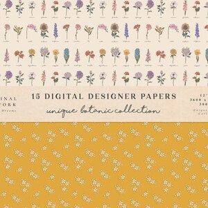 Unique Botanic Digital Paper Set - Scrapbook Paper - Seamless Patterns ...