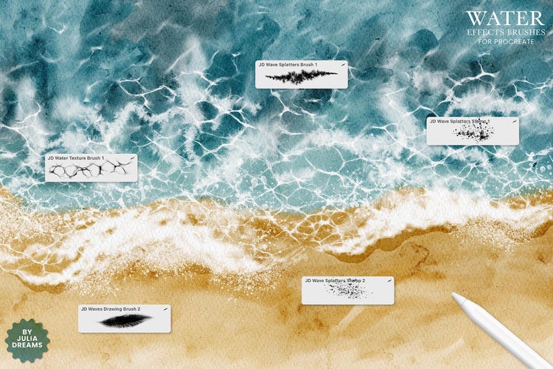 Water Effects Procreate Brushes - Painting Kit Sea - iPad Brushes ...
