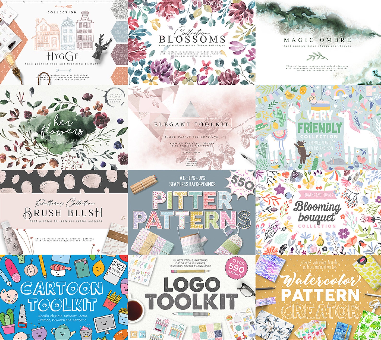 Digital Watercolor Clipart Bundle 99% OFF Graphic Bundle - Etsy