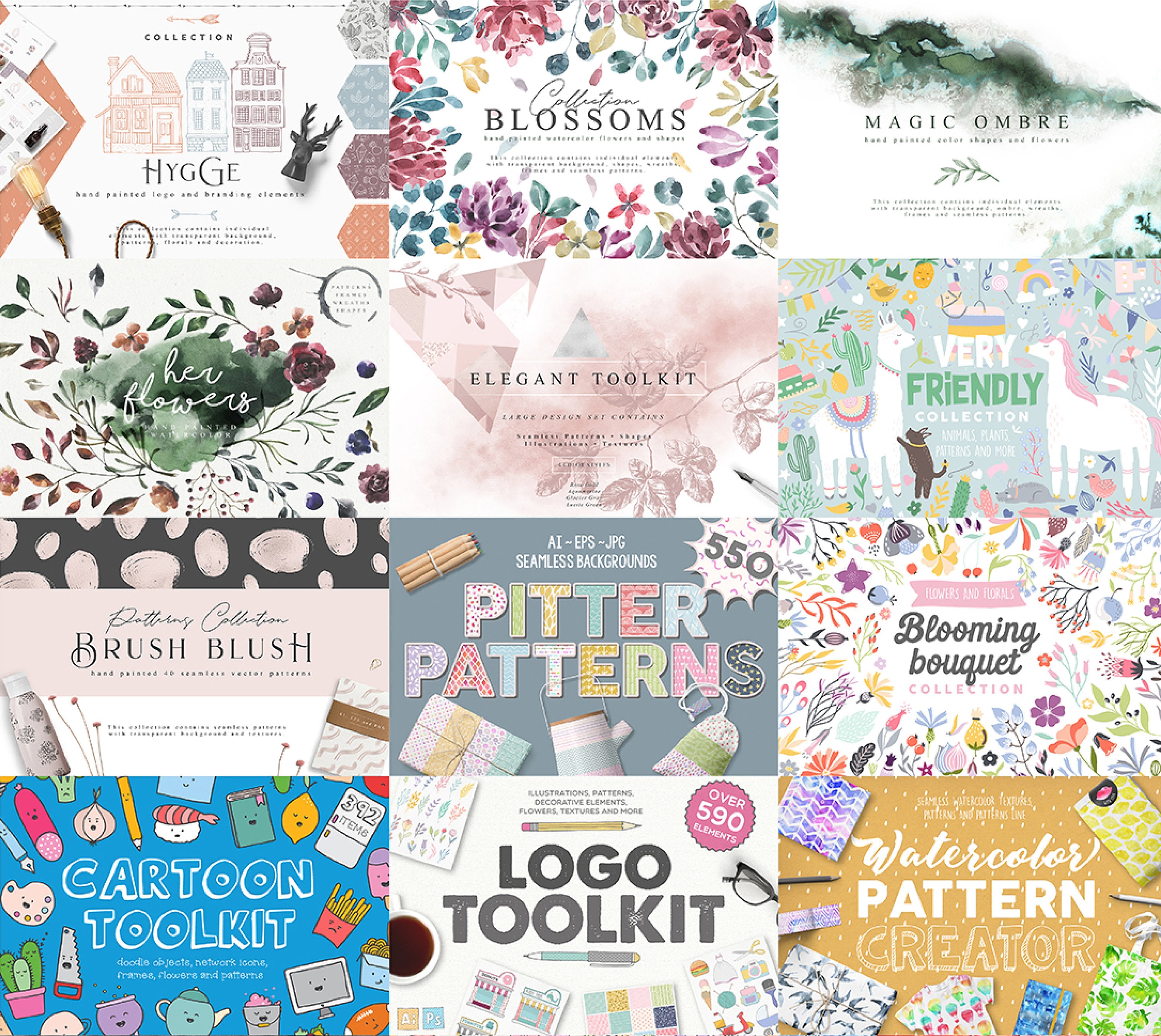 Digital Watercolor Clipart Bundle 99% OFF Graphic Bundle - Etsy