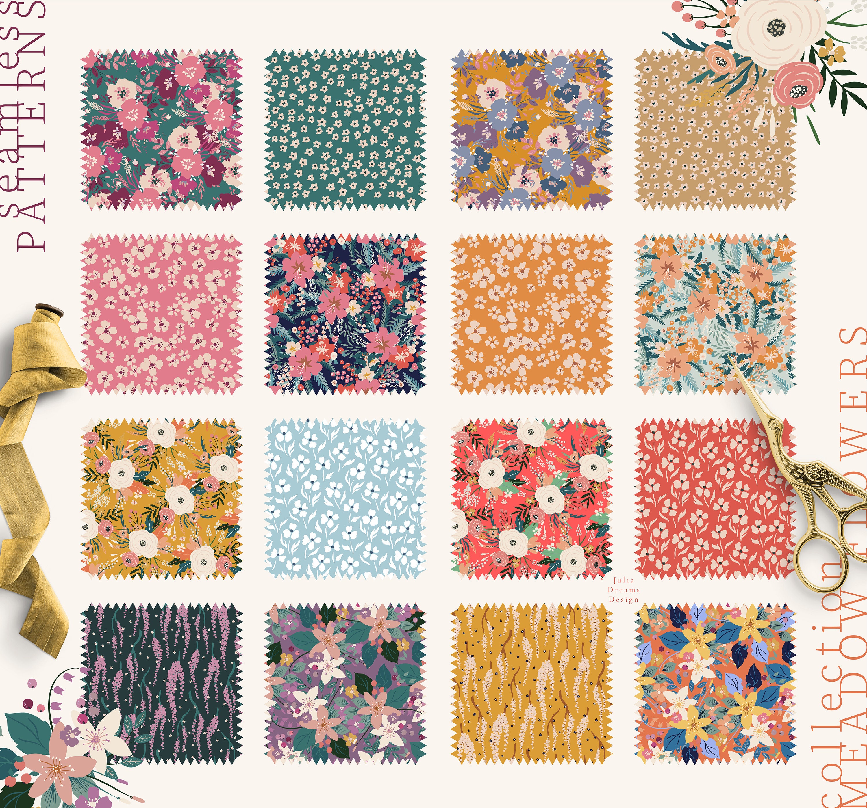 Meadow Flowers Digital Papers Part 1 Scrapbook Paper - Etsy