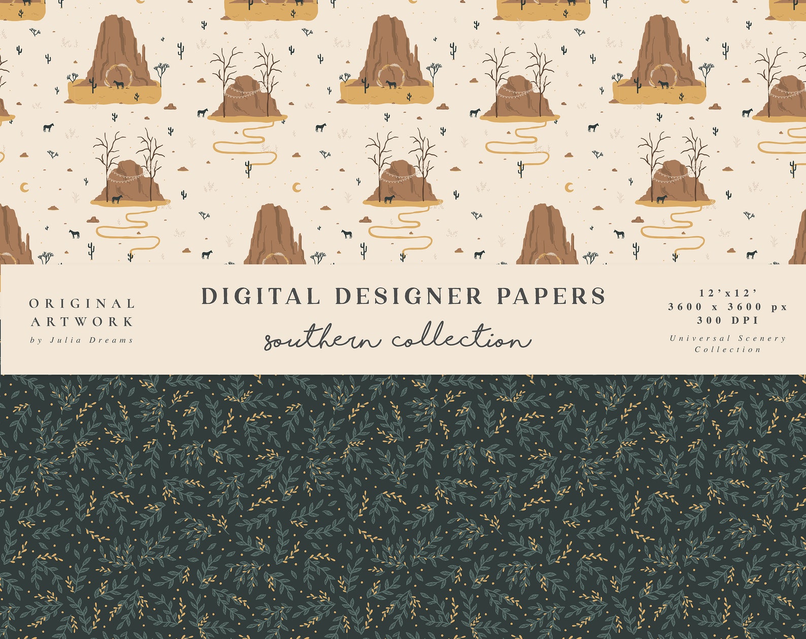 Southern Digital Paper Set Scrapbook Paper Seamless | Etsy