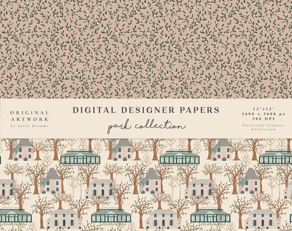 Park Digital Paper Set Scrapbook Paper Seamless Patterns - Etsy