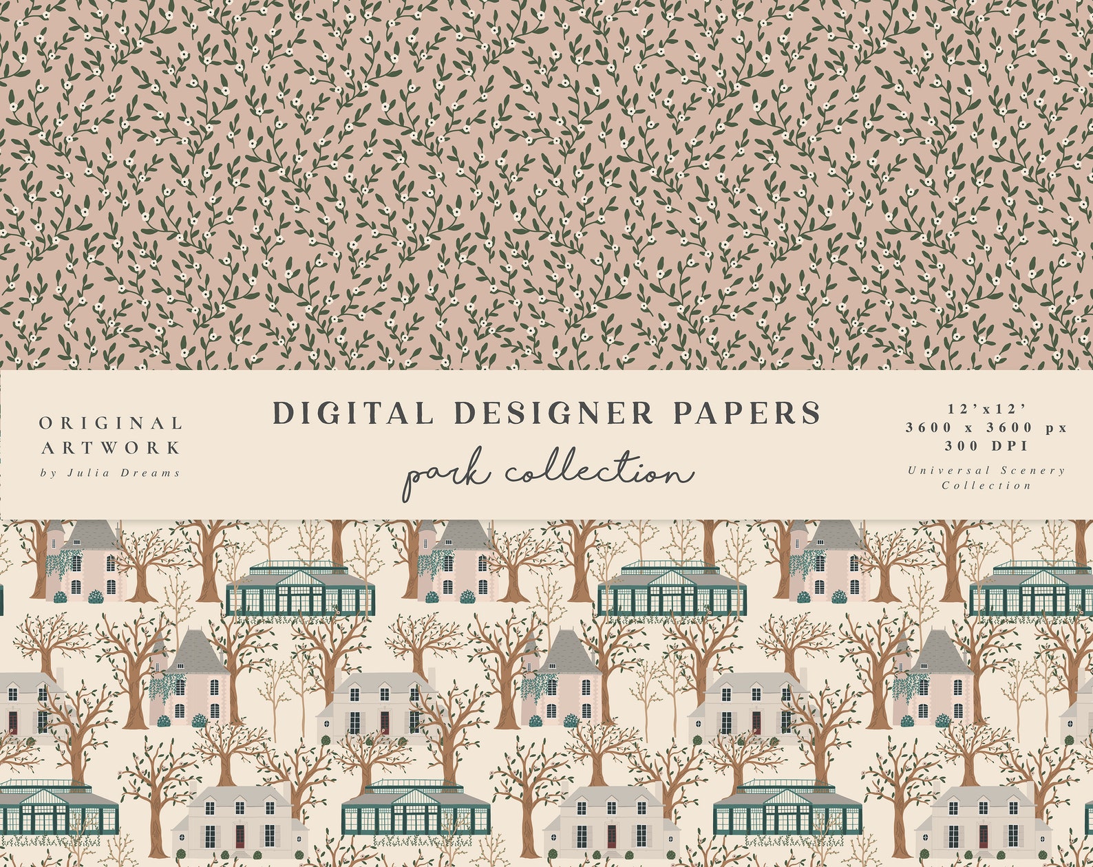 Park Digital Paper Set Scrapbook Paper Seamless Patterns - Etsy