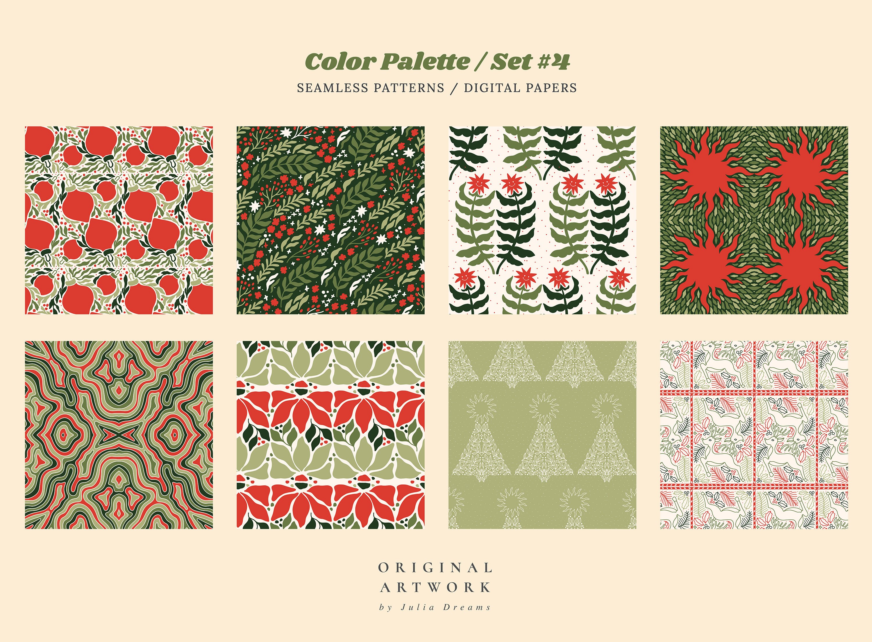 Classic Christmas Digital Paper Set Scrapbook Paper - Etsy