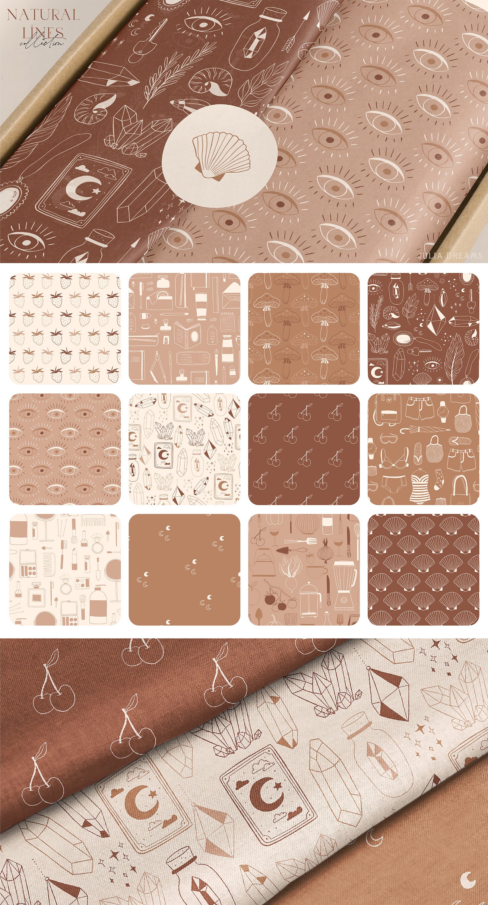 Digital Papers Natural Lines - Scrapbook Paper - Seamless Patterns ...