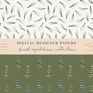 Watercolor Forest Digital Paper - Scrapbook Papers - Seamless Patterns ...